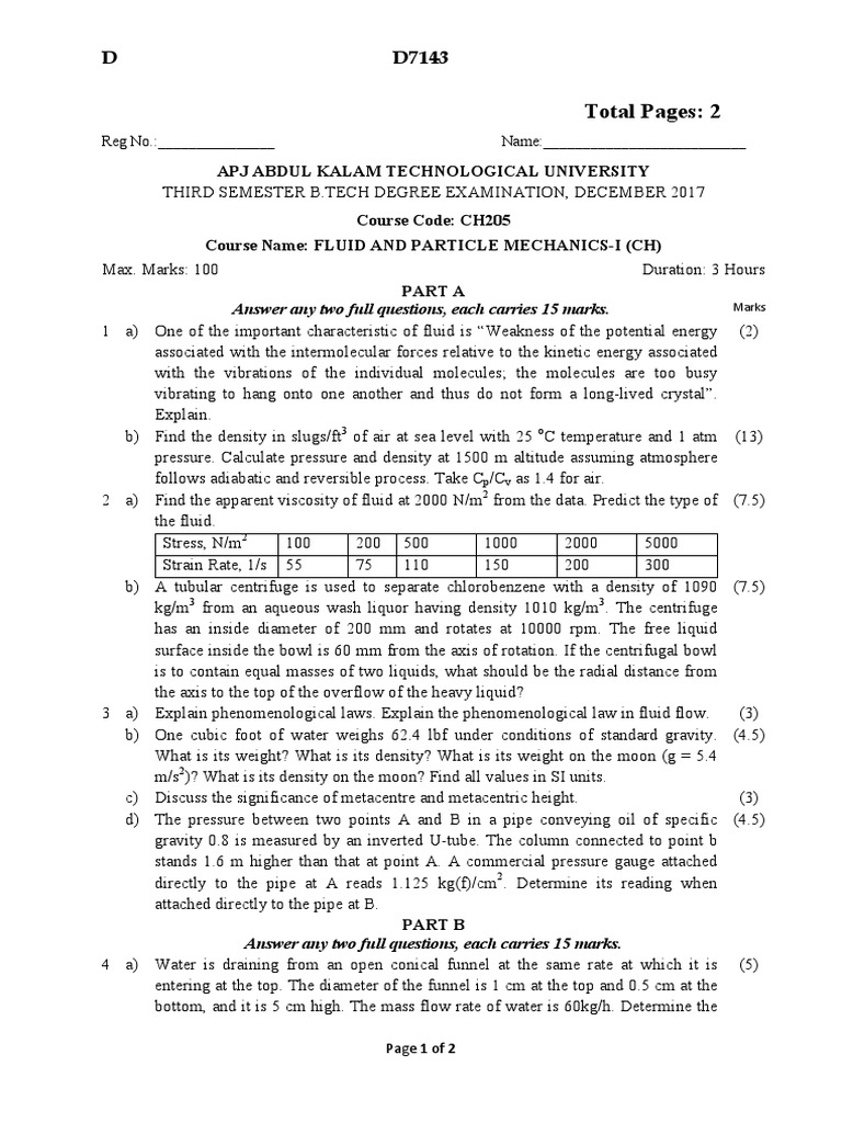 139 439 FPM Previous Year QP KTU | PDF