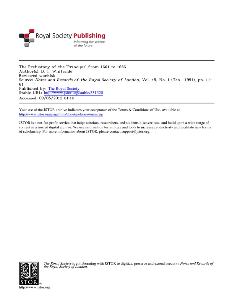 The Prehistory of The 'Principia' From 1664 To 1686 | PDF | Orbit ...