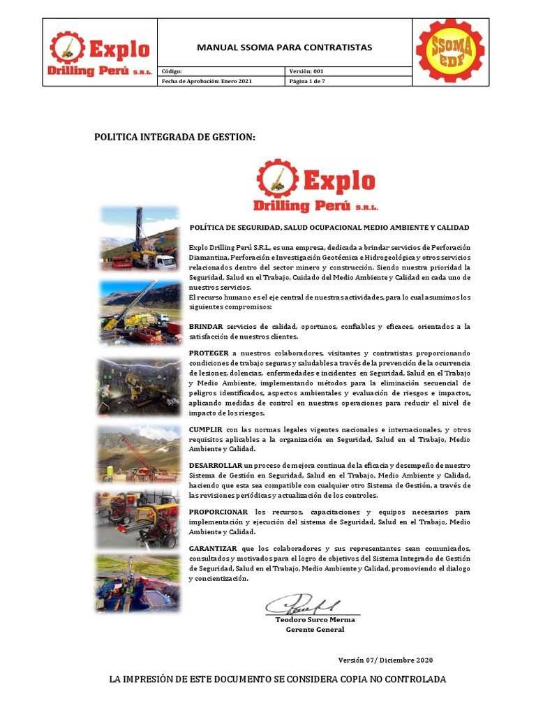 EDP-SIG-EO-011 Manual EHS para Contratistas | PDF | Seguridad y salud ocupacional