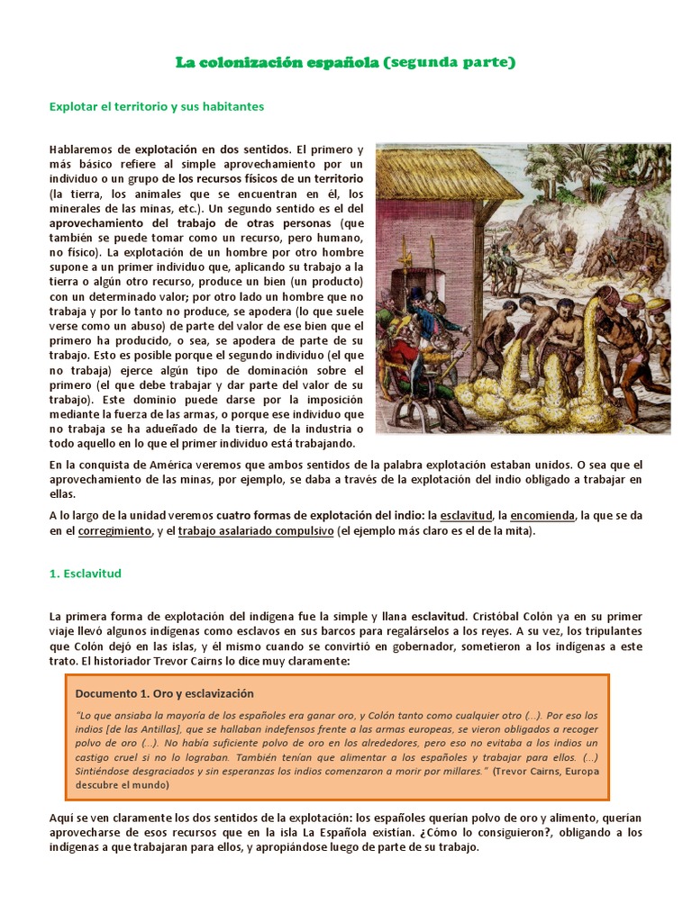 La Colonización Española, Segunda Parte | PDF | Esclavitud | Imperio Inca