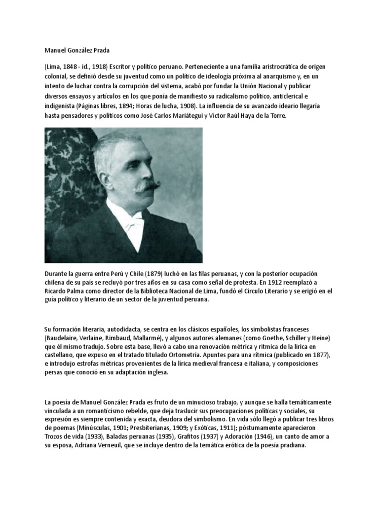 Manuel González Prada: Poesía y Política | PDF | Clásicos