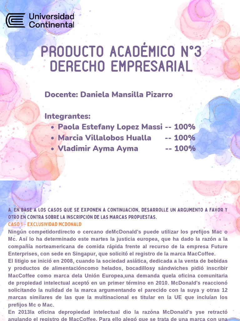 Producto Academico N 3 - Derecho Empresarial | PDF