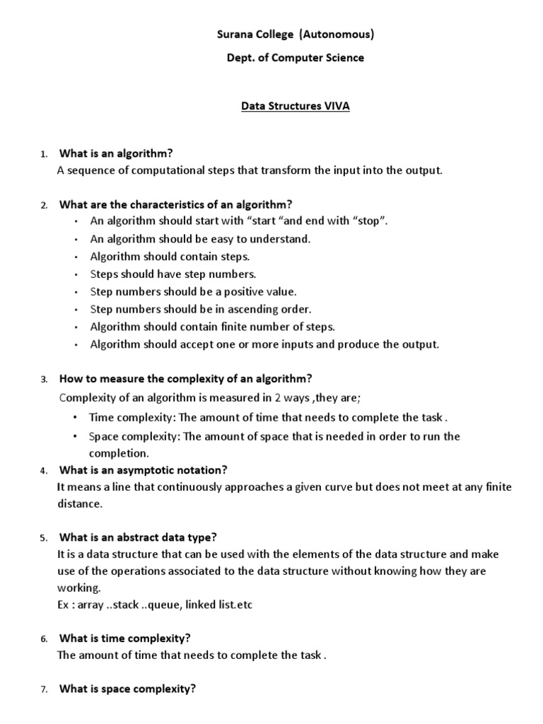 DS VIVA Questions | PDF | Queue (Abstract Data Type) | Theoretical Computer Science