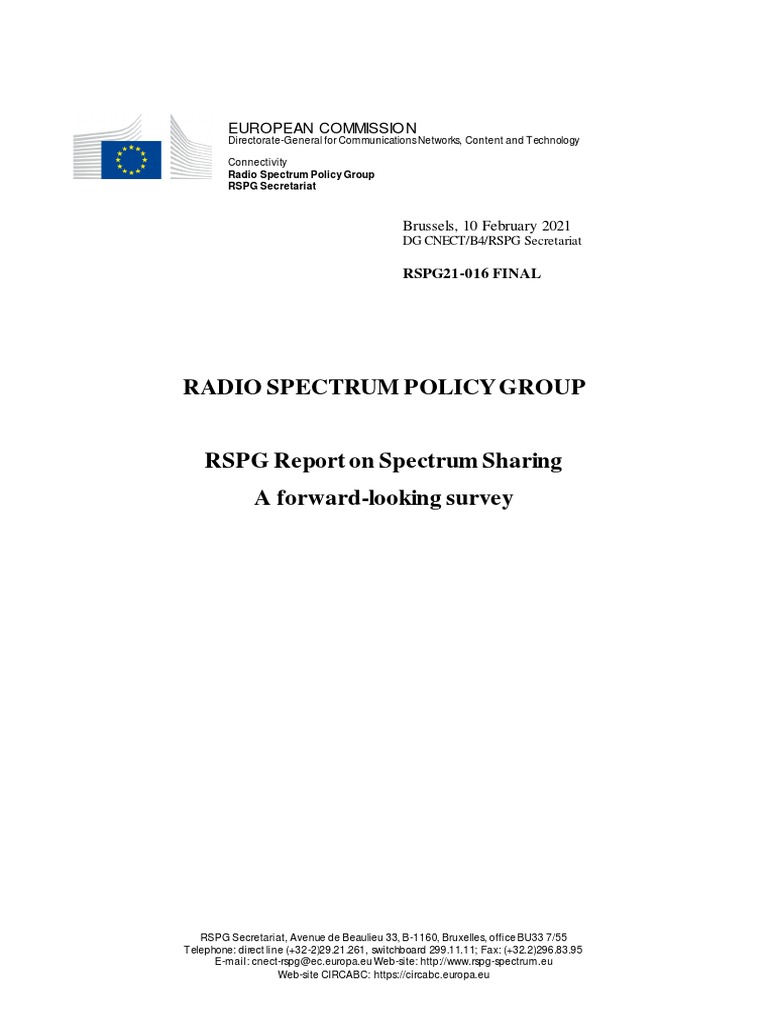 RSPG Report on Spectrum Sharing Insights | PDF | Lease | Radio Spectrum