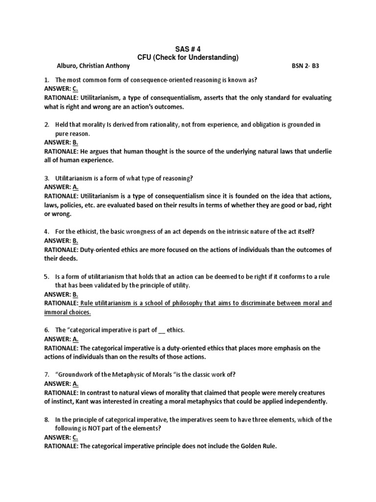 Sas 4 | PDF | Utilitarianism | Reason