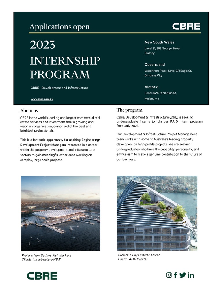 CBRE Internship Flyer NSW 2023 | PDF