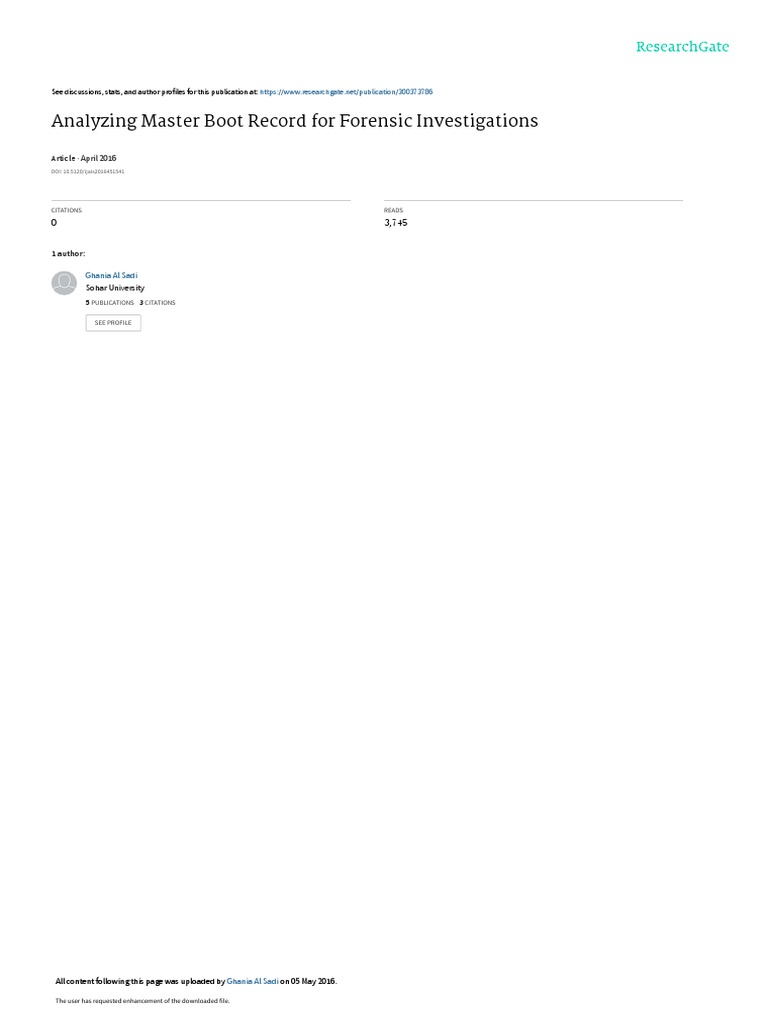 Analyzing Master Boot Record For Forensic Investig | PDF | Booting ...