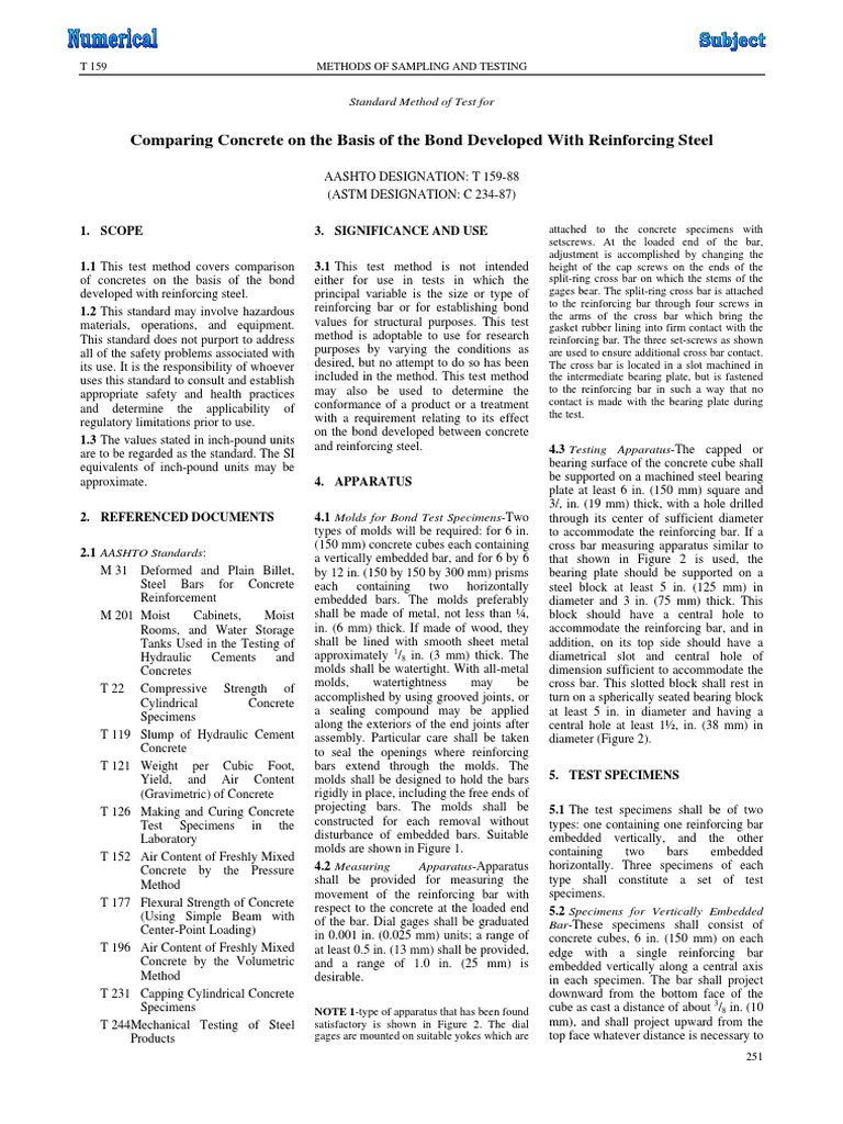 Comparing Concrete On The Basis of The Bond Developed With Reinforcing Steel | PDF | Concrete ...