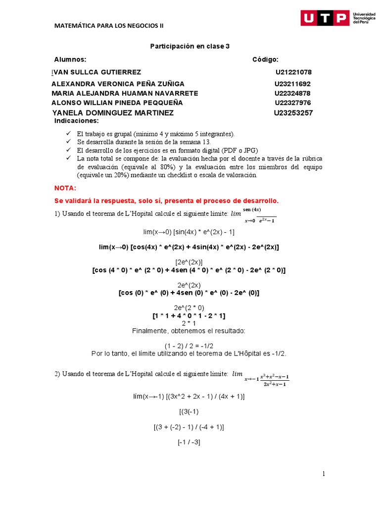 Participación en Clase 3 Mate | PDF | Derivado | Función (Matemáticas)