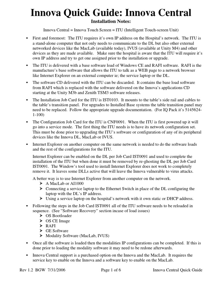 Innova Central Installation Guide | PDF | Electrical Connector ...