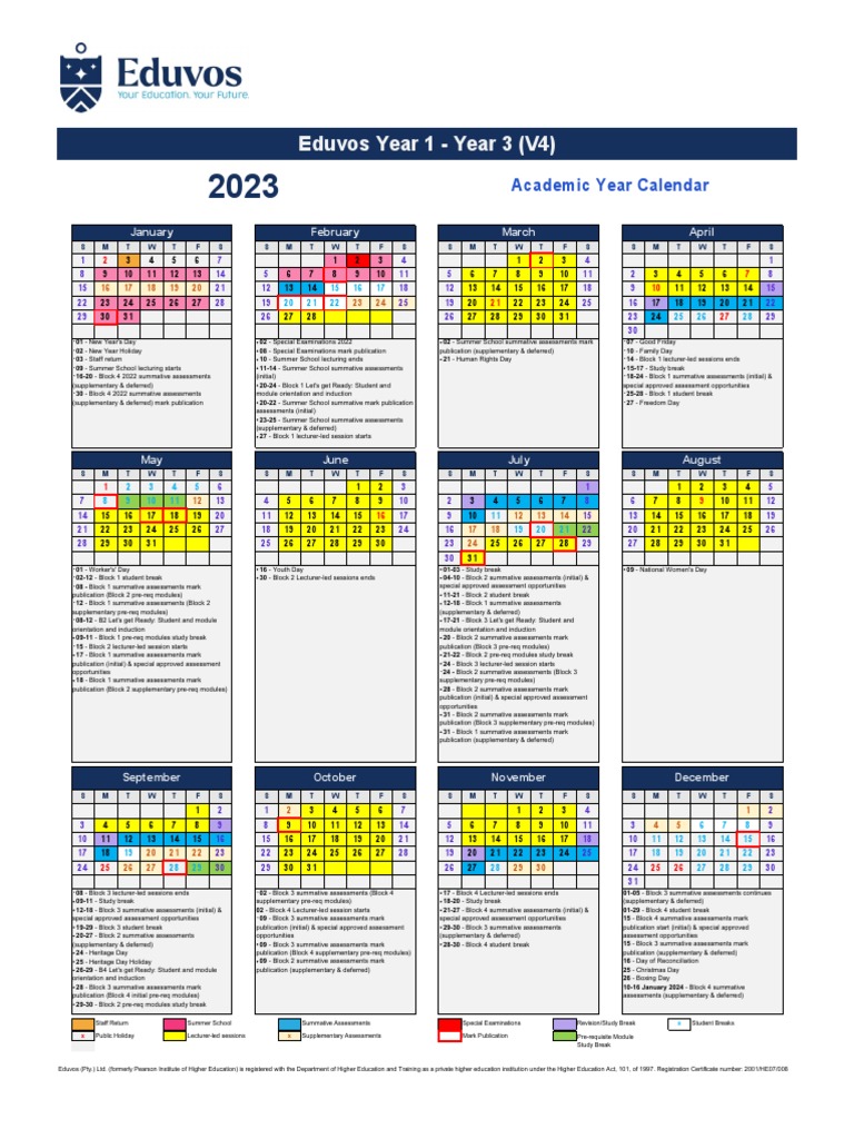 Higher Certificate and Degree Student Calendar 2023 | PDF | Educational ...