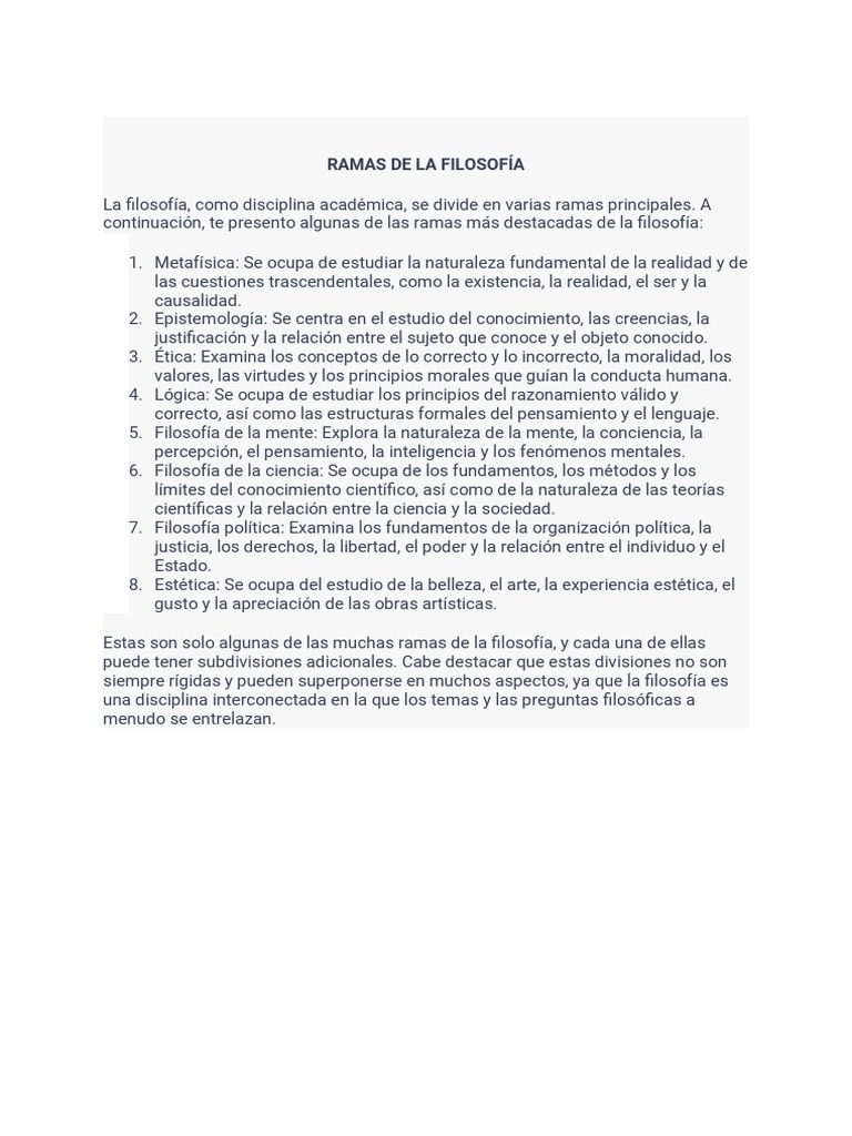 Ramas de La Filosofia | PDF