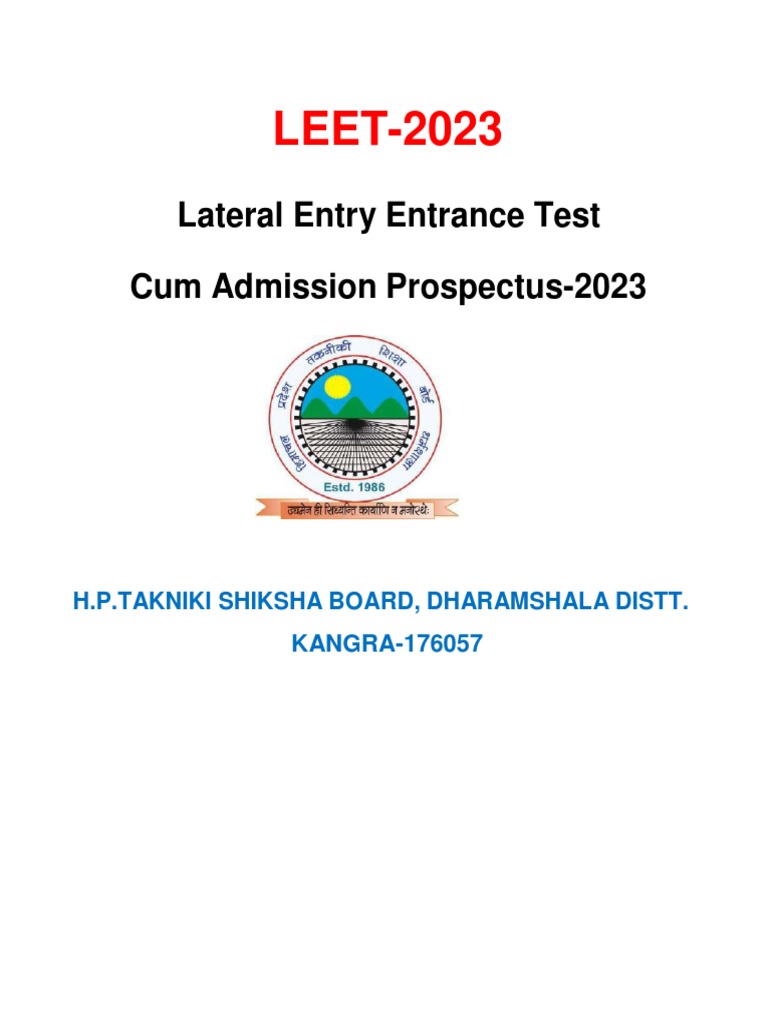 Final Prospectus LEET-2023 - Compressed | PDF | University And College Admission | Information ...