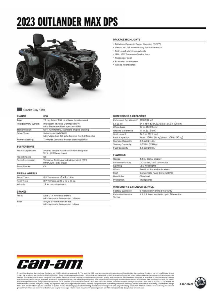 ORV ATV MY23 SPEC Can Am OUT MAX DPS EN HR | PDF | Car Body Styles ...