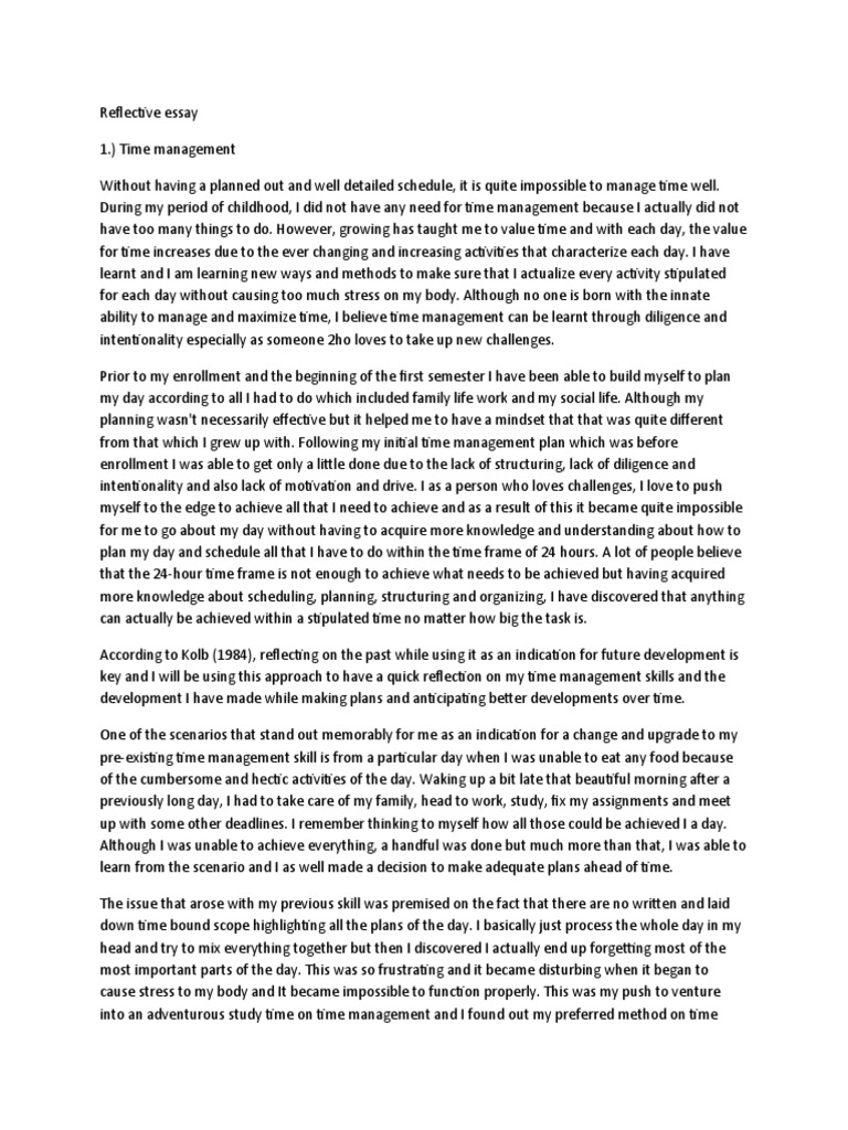 Time Management Reflection - 053714 | PDF | Nursing | Time Management