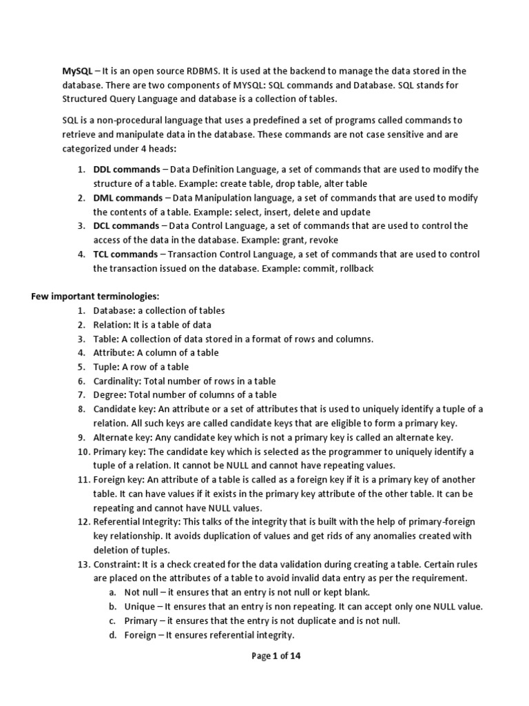 Mysql Final | Download Free PDF | Relational Database | Table (Database)