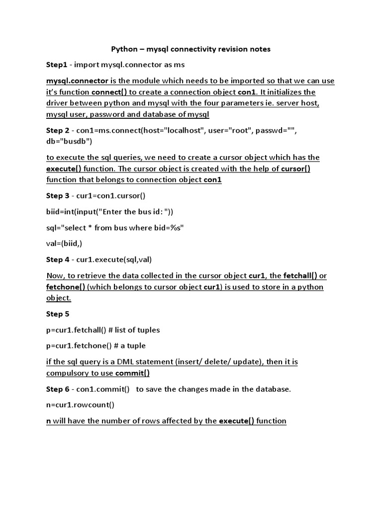 Python MySQL Connectivity Guide | PDF | Technology & Engineering