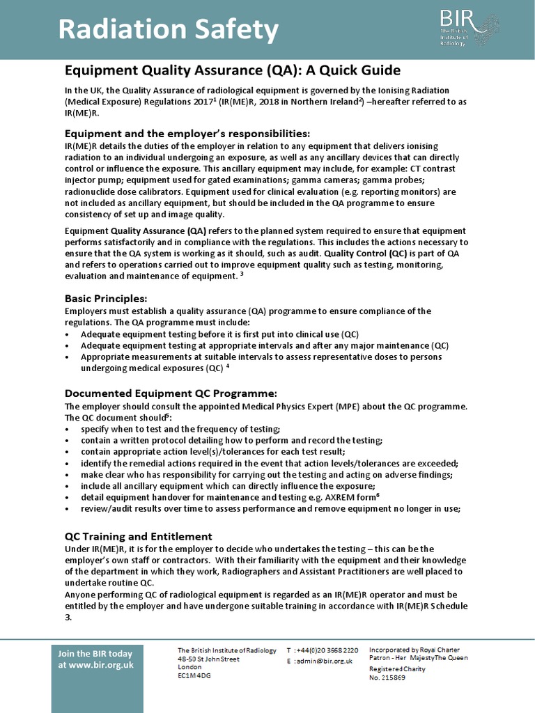 Equipment Quality Assurance Qa Programme A Quick Guide Final | Download ...