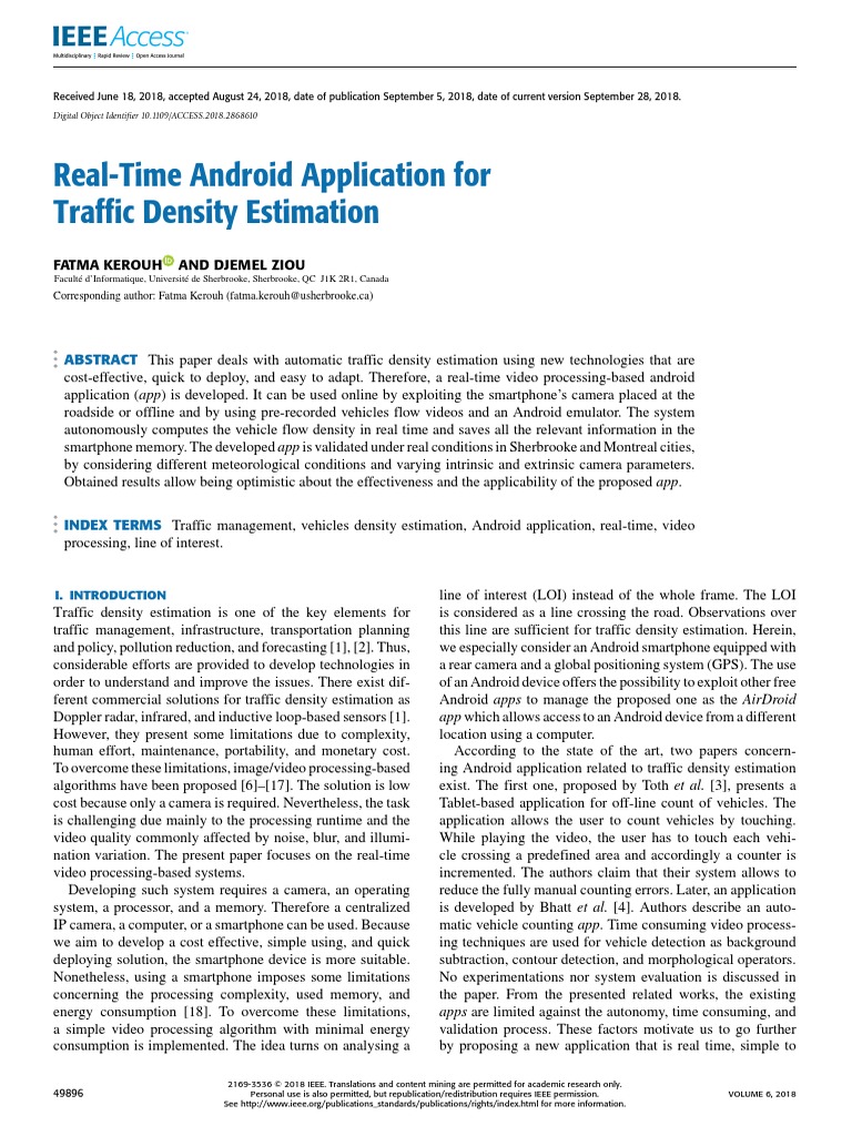 Real-Time Android Application For Traffic Density Estimation | PDF | Smartphone | Android ...