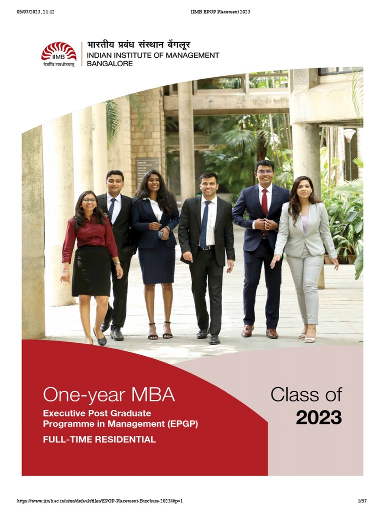 IIMB EPGP Placement Brochure 2023 | PDF