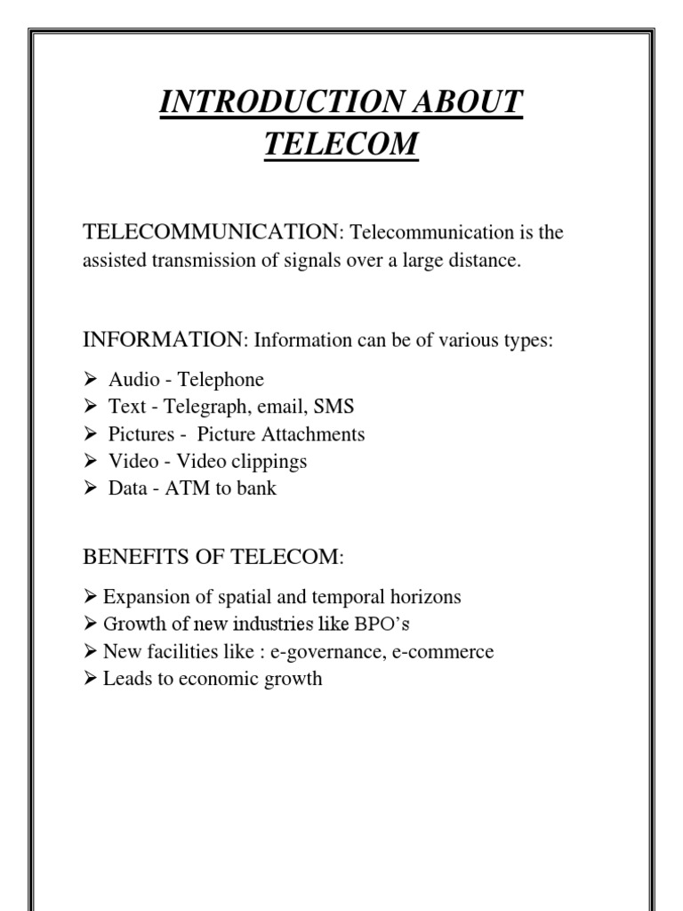Introduction About Telecom: Telecommunication | PDF | Multiplexing ...