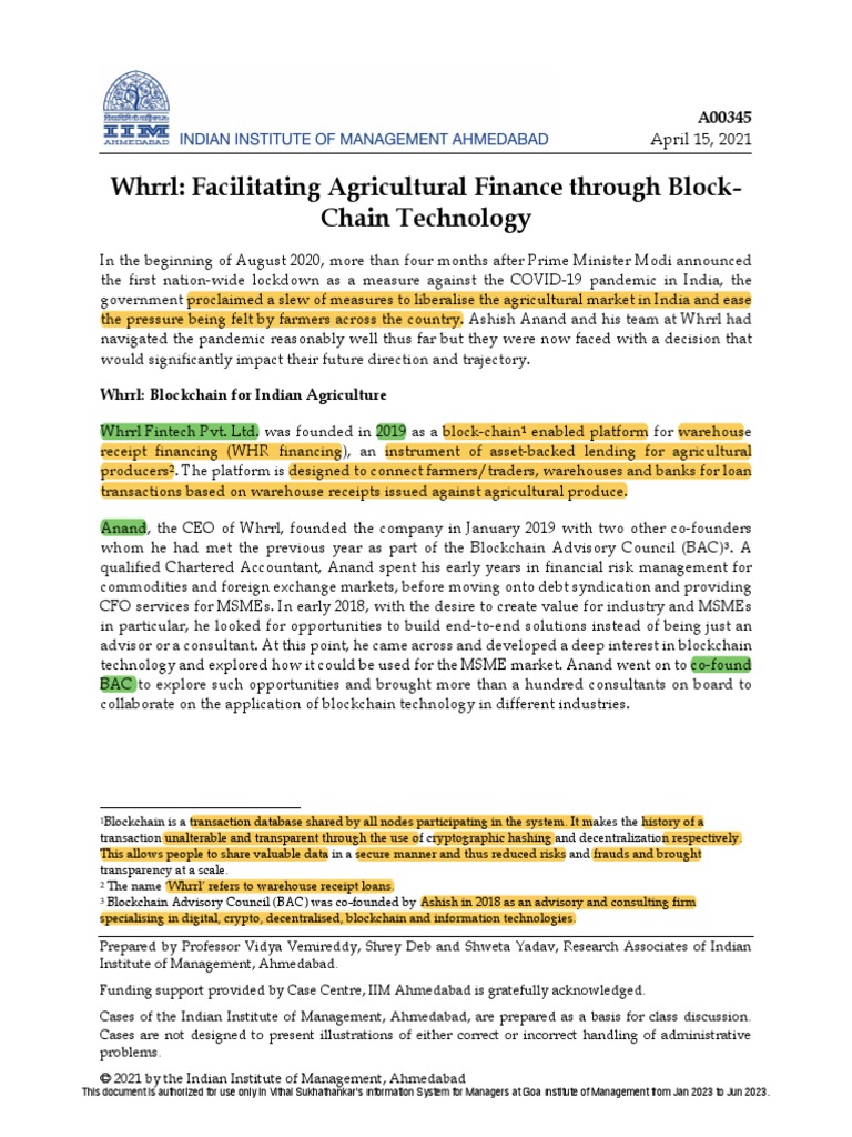 WHRRL Facilitating Agricultural Finance Through Block-Chain Technology A00345-PDF-EnG - Unlocked ...