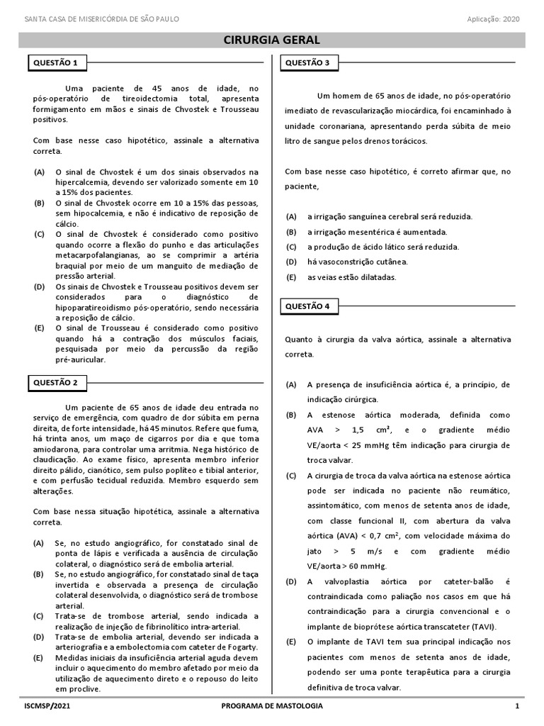 QUADRIX Cad Prova 010 Programa Mastologia ISCMSP RM-2021 | PDF