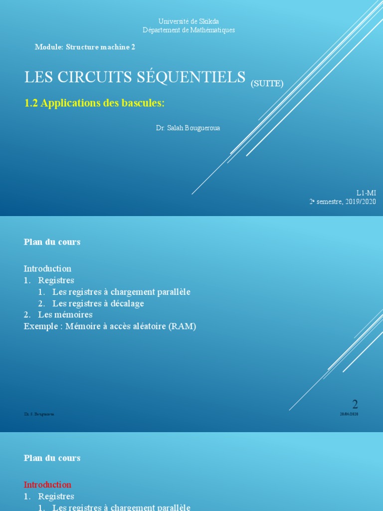 Circuits Séquentiels : Registres et Mémoires | PDF | Mémoire vive | Mémoire (informatique)