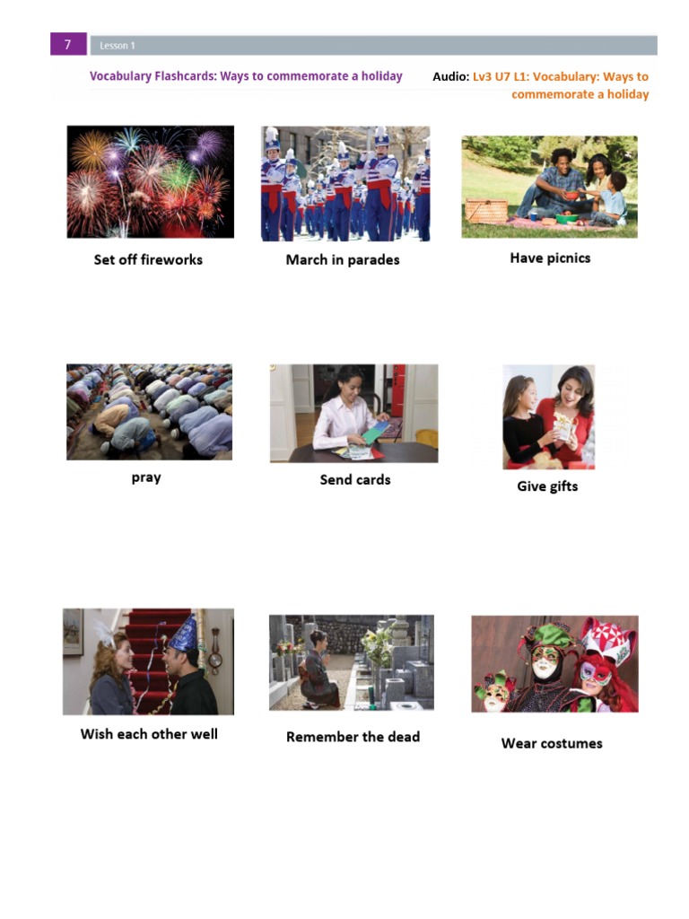 Lv3 U7 Lessons 1-4 | PDF | Verb | Wedding