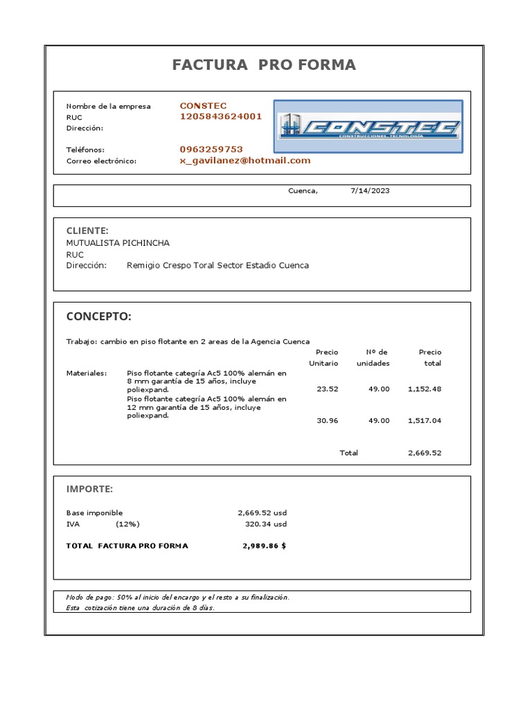 Factura Constec | PDF