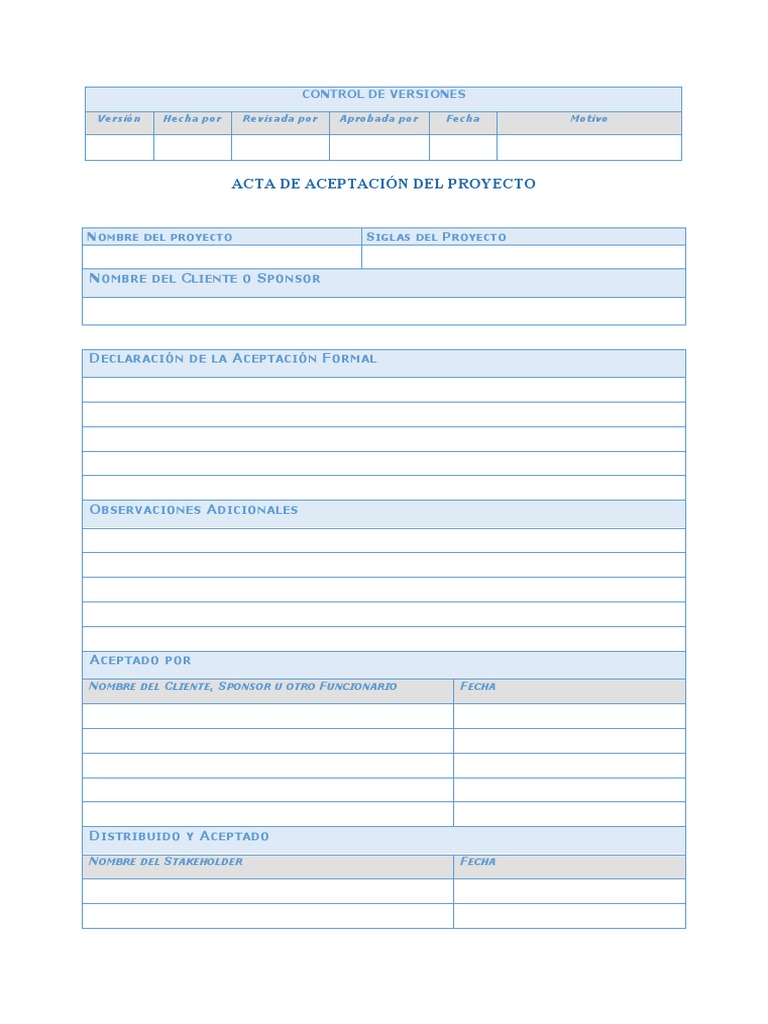 Acta de Aceptacion Del Proyecto | PDF