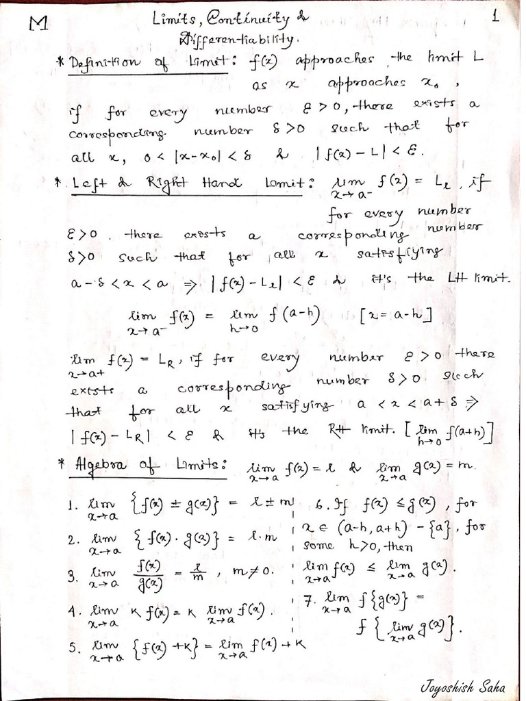 M Limits, Continuity - Differentiability | PDF M Limits, Continuity - Differentiability | PDF