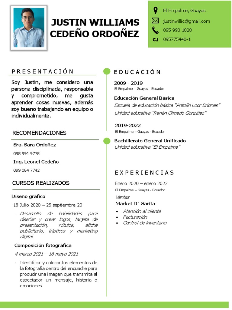 Curriculum Justin Cedeño | PDF