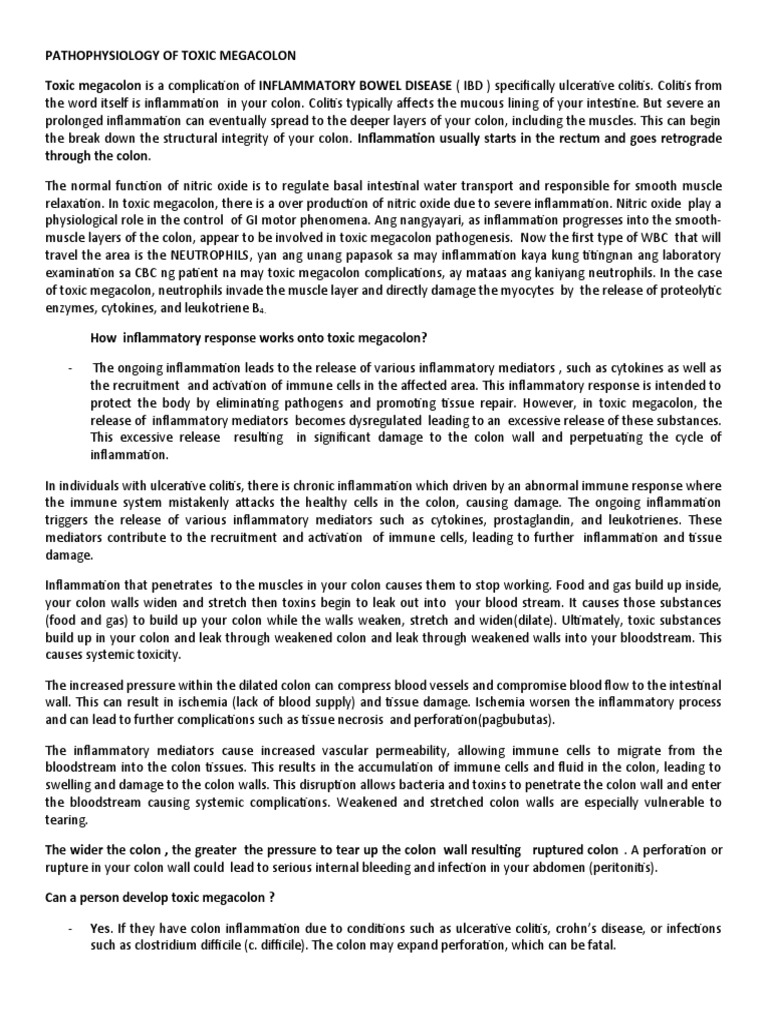 Toxic Megacolon Pathophysiology Explained | PDF | Inflammation | Medical Ethics