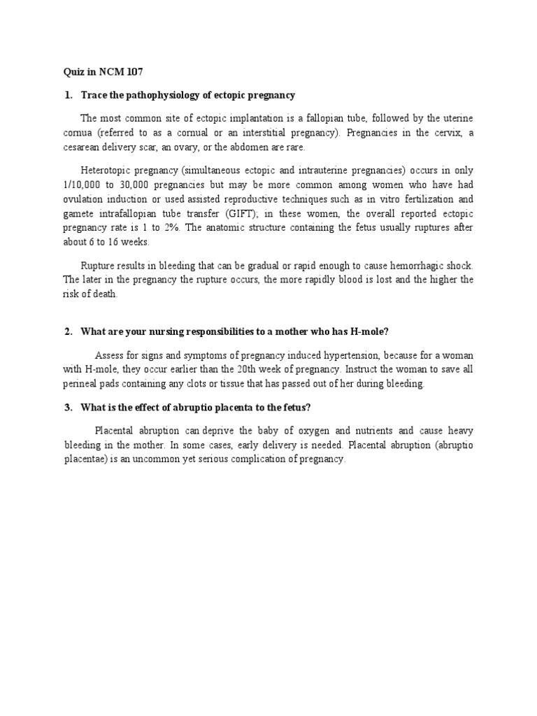 Quiz in NCM 107 | PDF