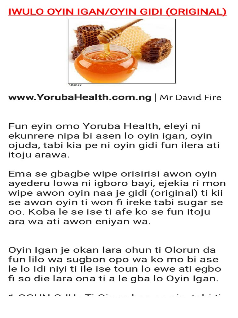 Iwulo Oyin Gidi | PDF