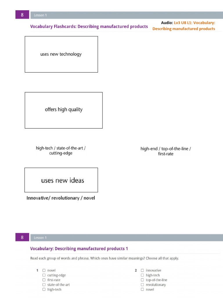Lv3 U8 Lessons 1-4 | Download Free PDF | Word | Verb