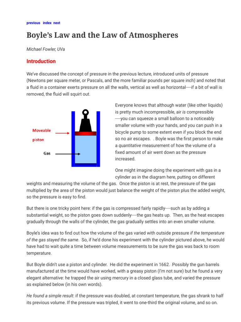 Boyle Pressure | PDF | Pressure | Gases