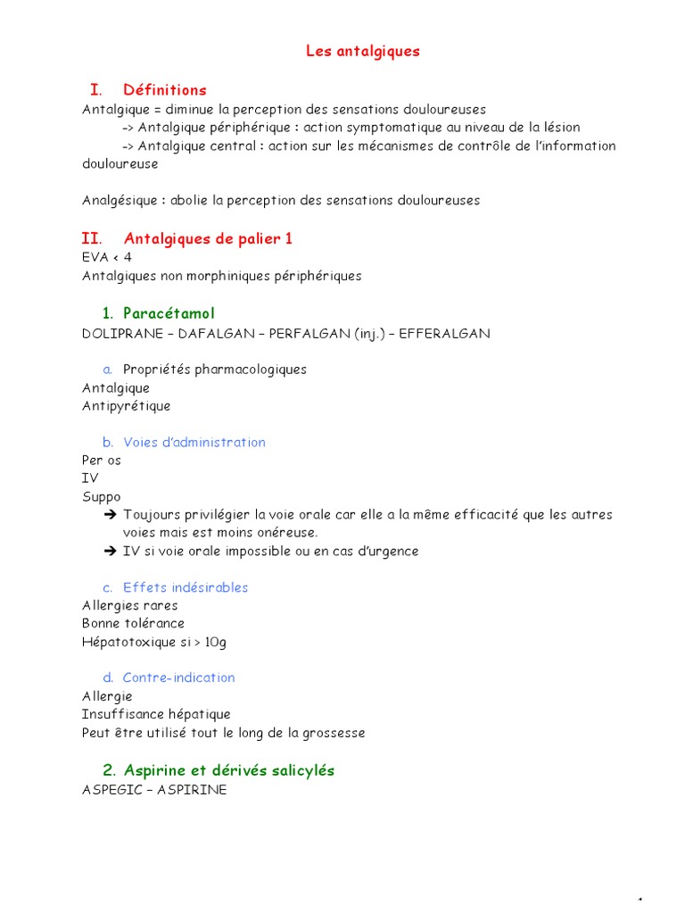 Antalgiques : Types et Utilisations | PDF | Antalgique | Morphine