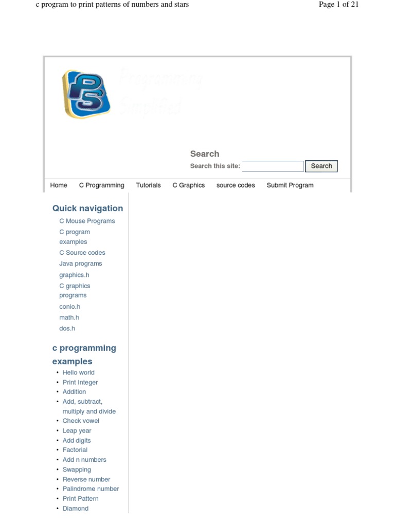 C Program Print Stars Pyra Pdf String Computer Science Matrix Mathematics
