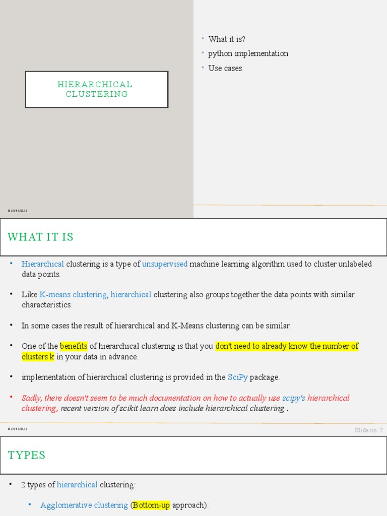 20 - 1 - ML - UNSUP - 02 - Hierarchical Clustering | PDF | Cluster Analysis | Data Mining