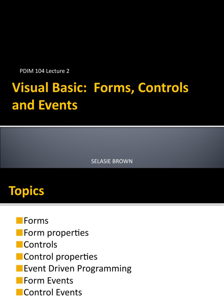 PDIM 104 Week03 Forms Controls and Events | PDF | Button (Computing) | Computing