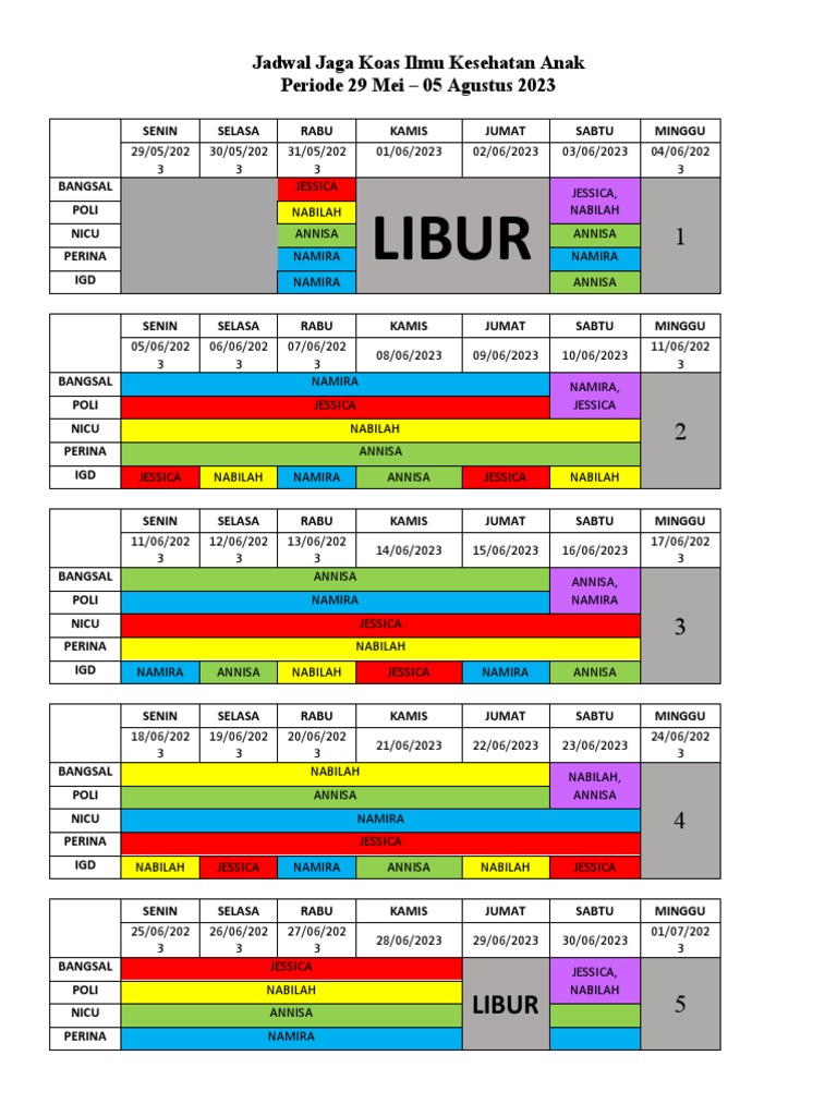 Jadwal Jaga Koas Ilmu Kesehatan Anak Terbaru DAN LIBUR | PDF