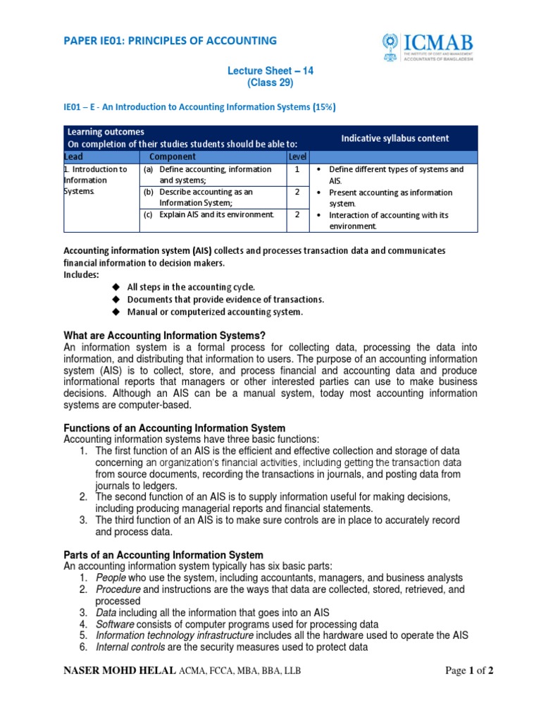 Introduction to Accounting Information Systems | PDF | Information System | Accounting