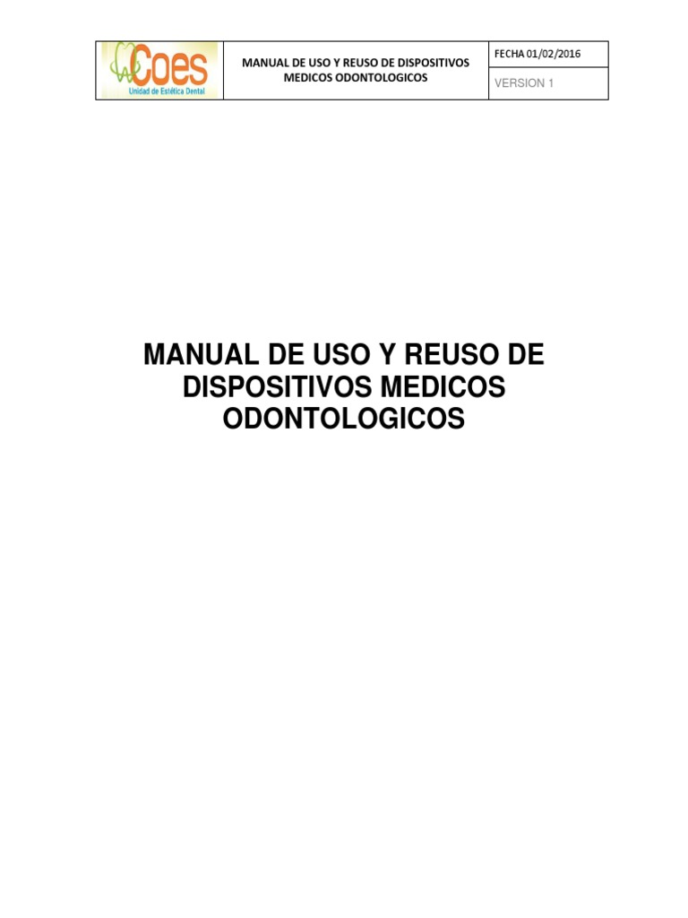 Manual Uso y Reuso de Dispositivos de Odontologia | PDF