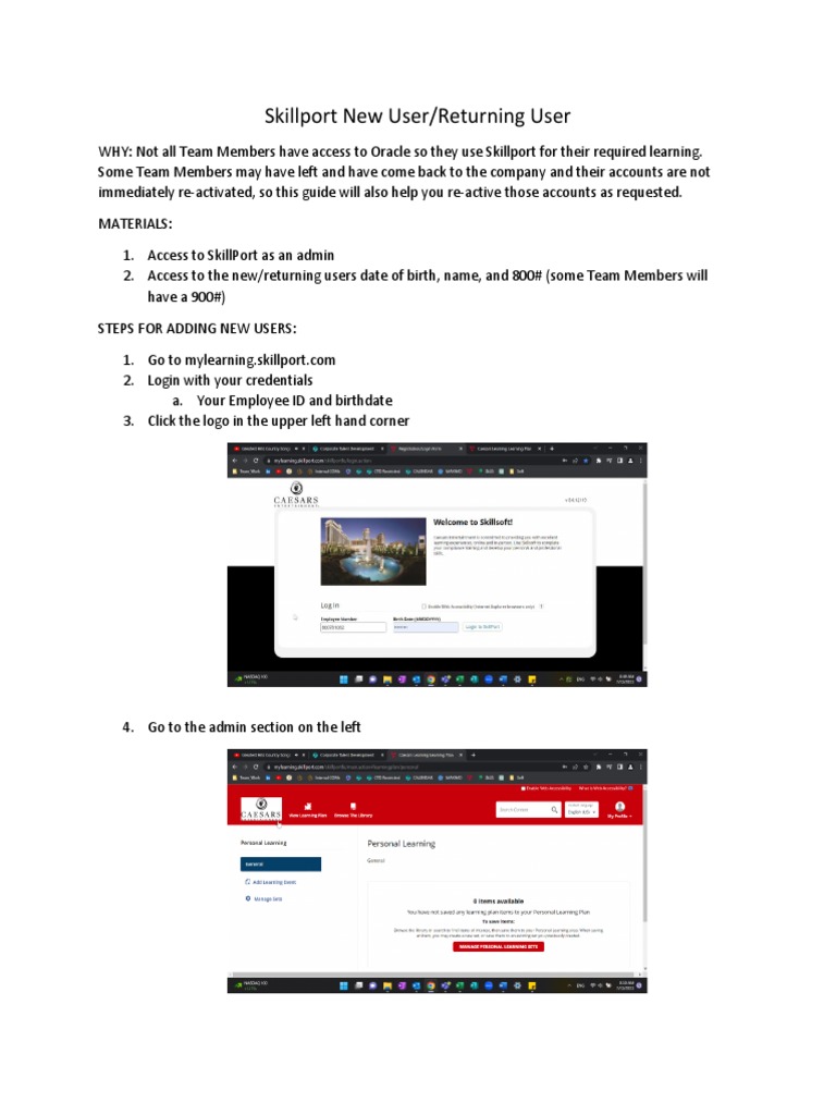 Skillport New User or Returning | PDF | Business