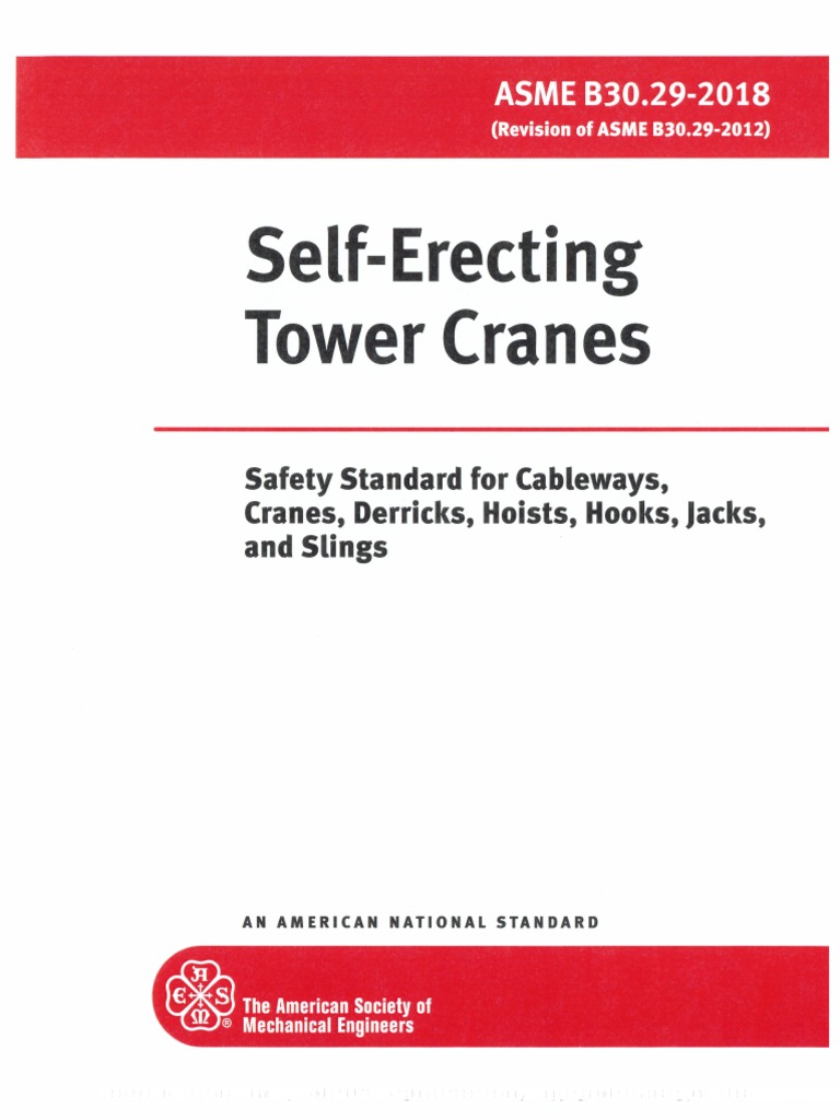 B30.29 Self-Erecting Tower Cranes | PDF