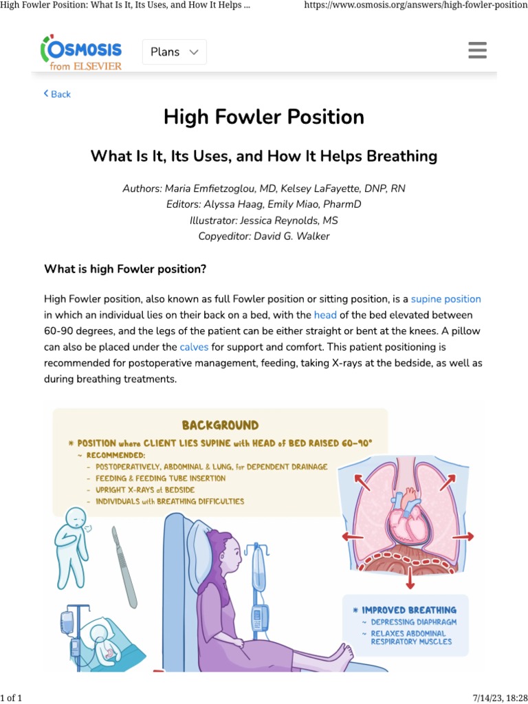 High Fowler Position - What Is It, Its Uses, and How It Helps Breathing ...