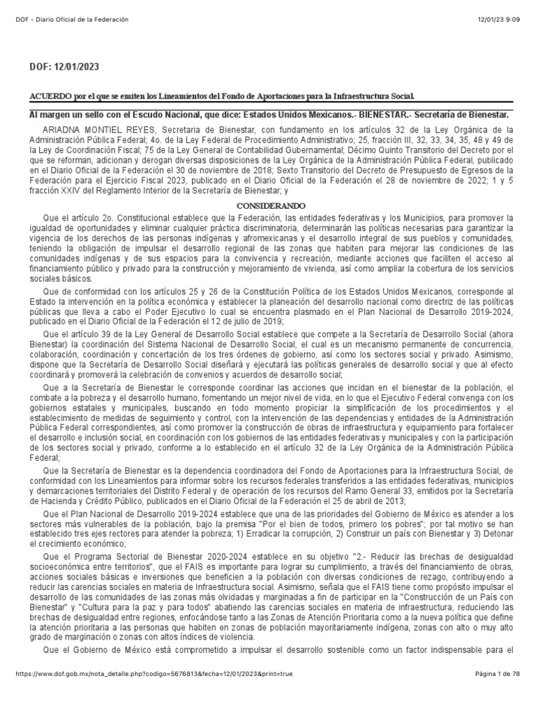 Dof - Lineamientos Fais 2023 | PDF