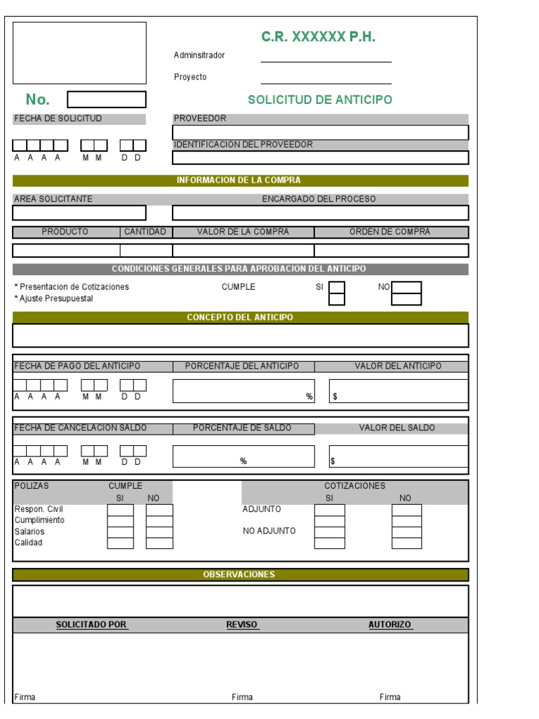 Solicitud de Anticipos | PDF